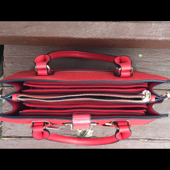 Isabelle | Bags | Red Satchel Hand Bag Adjustable Shoulder Bag | Poshmark